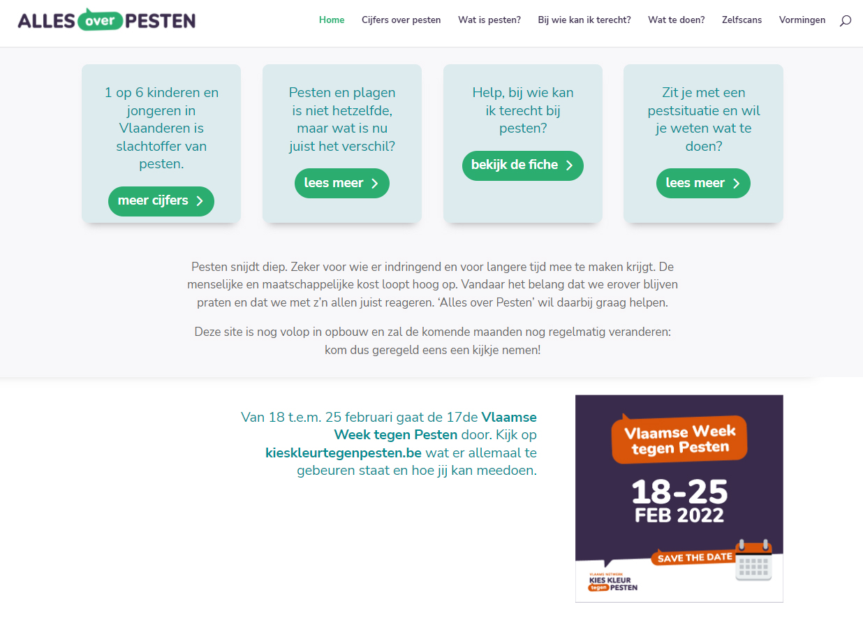 Nieuw onlineplatform met initiatieven tegen pesten | Departement ...