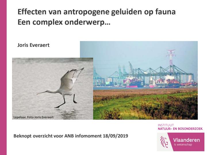 Effecten van antropogene geluiden op fauna, een complex onderwerp ...